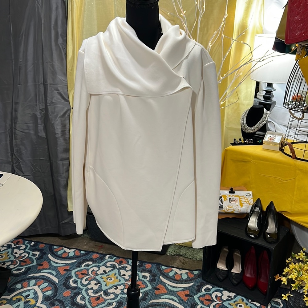 Anne Klein Winter White Warm Crawl Neck Jacket, Soft … - Gem